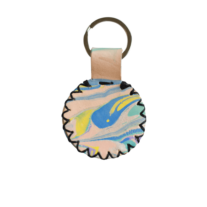 Leather marbling craft kit, make 2 circular keyrings – Leather Needle ...