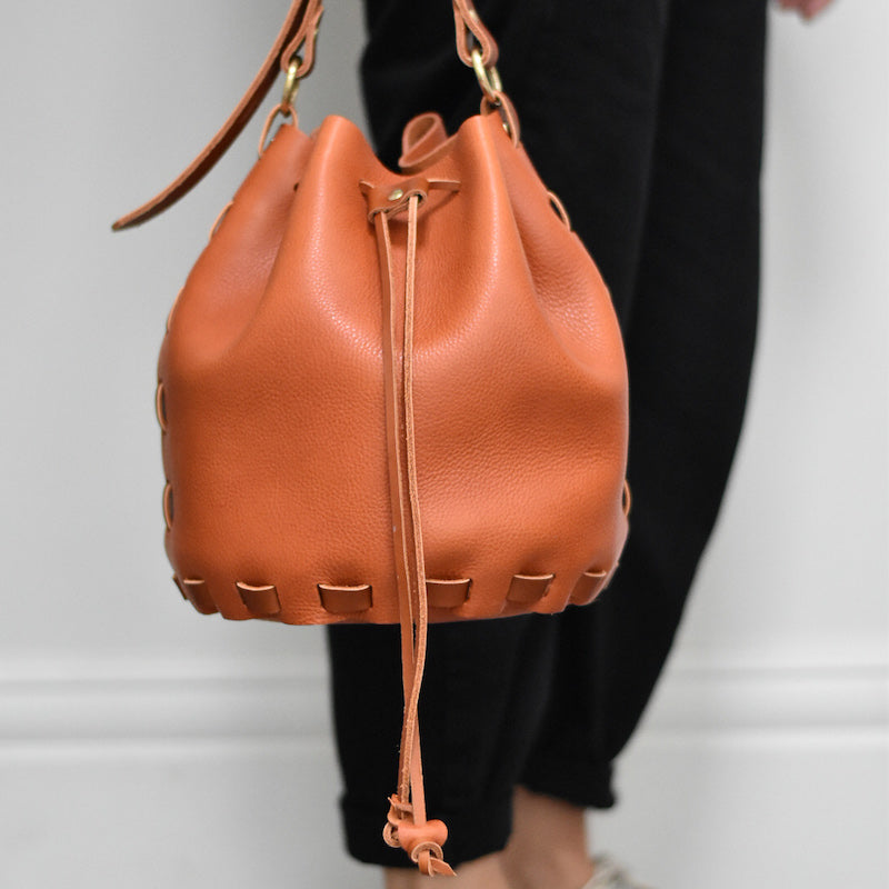 Leather Bucket Bag Kit in Genuine Leather, No Stitching, Stitchless ...